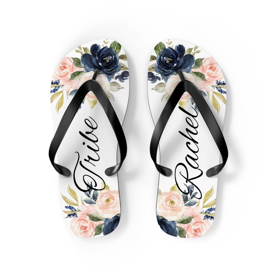 Wedding Bachelorette Flip Flops, Tribe Flip Flops, Custom Floral Flip ...