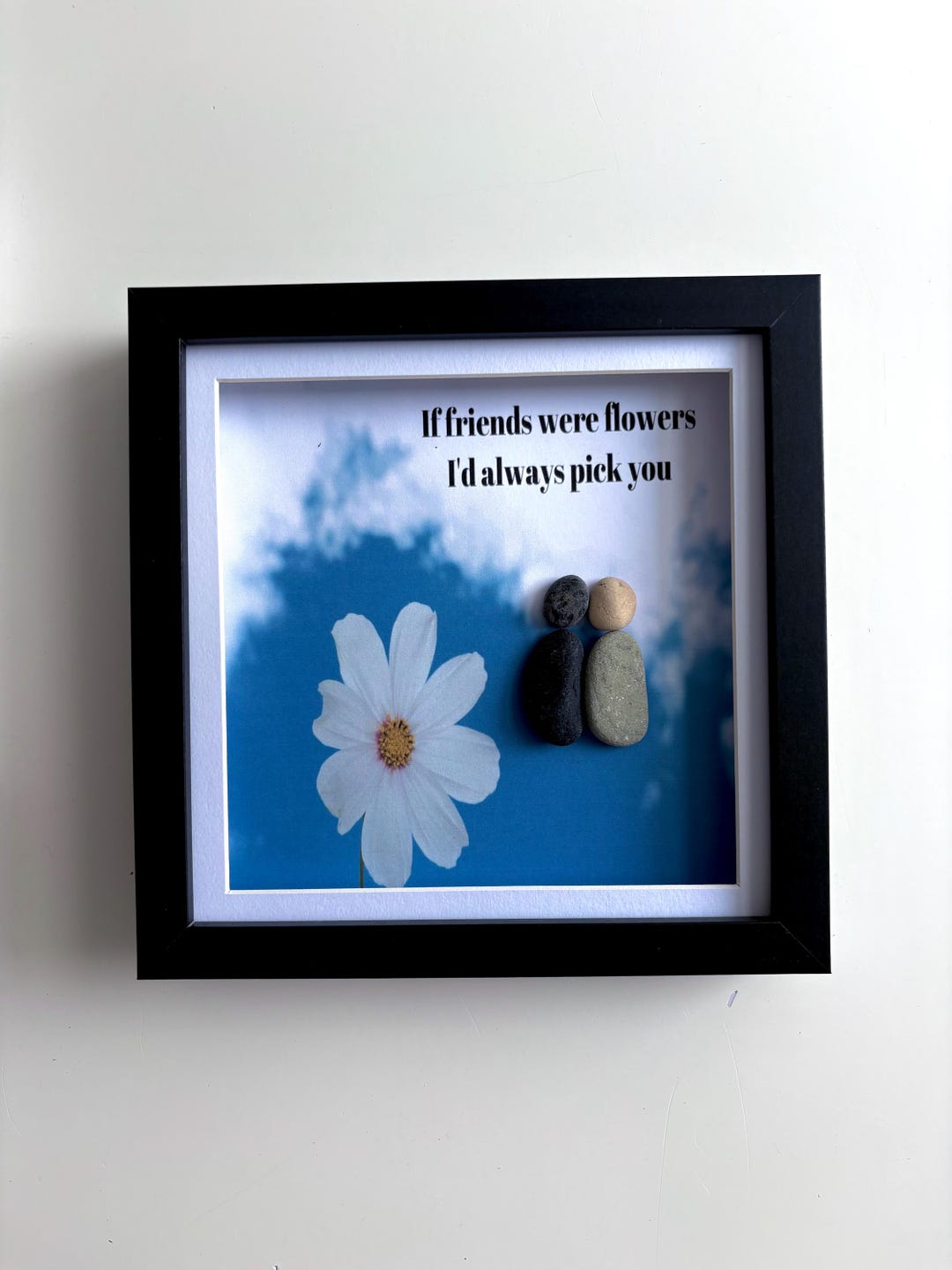 Pebble Art Friendship Frame: Scottish Beach Stones, Pressed Flower ...