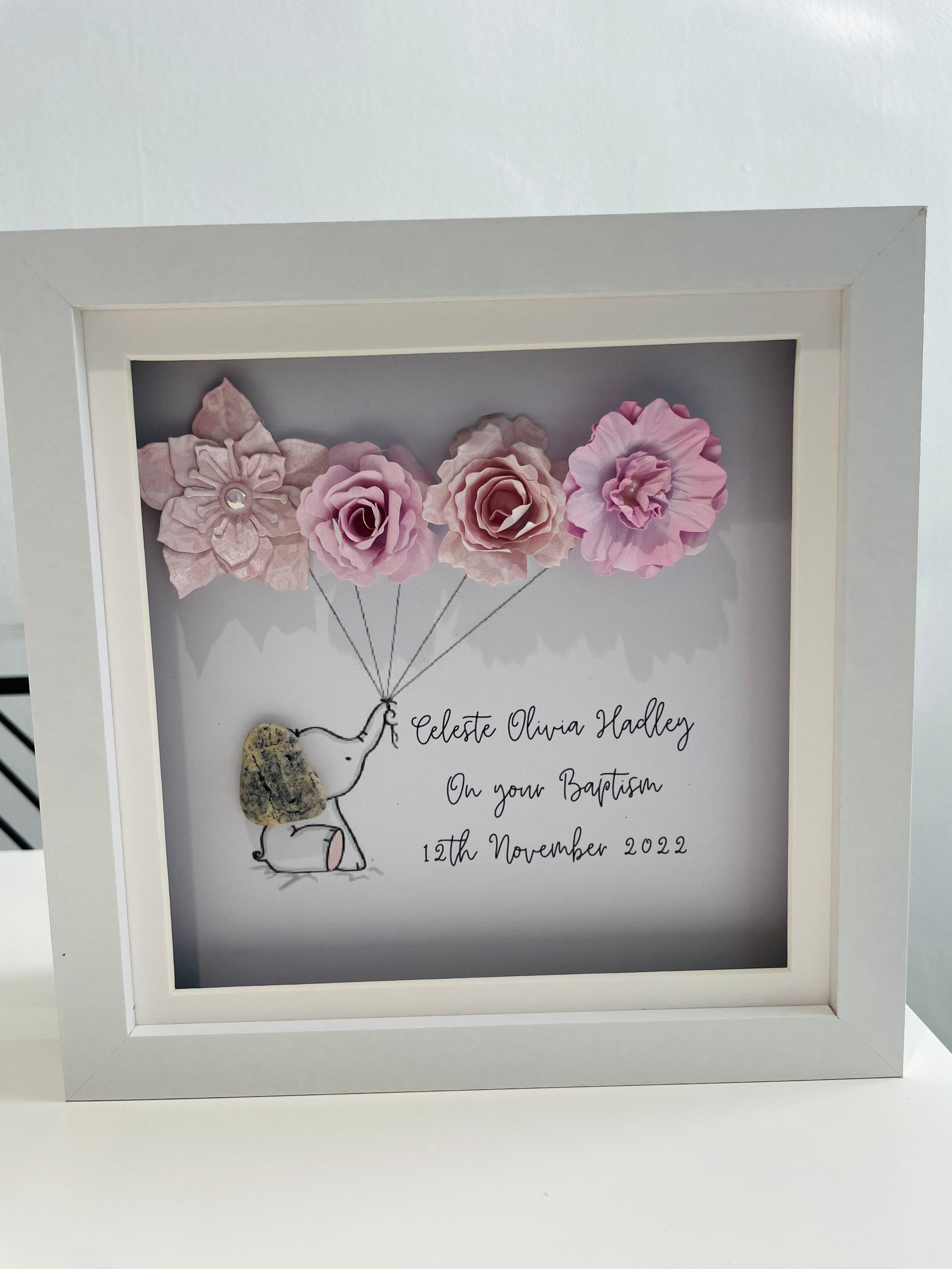 On Your Christening Day Frame Personalised Elephant Blue - Etsy UK