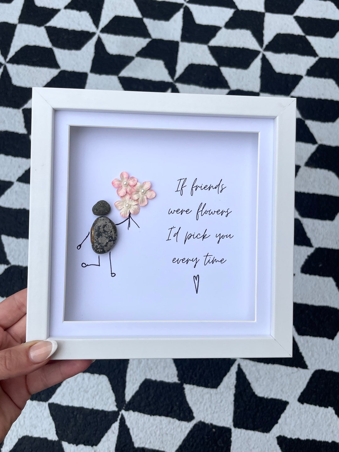 Pebble Art Mother Gift: Pressed Flower Frame, Scottish Beach Design - Etsy