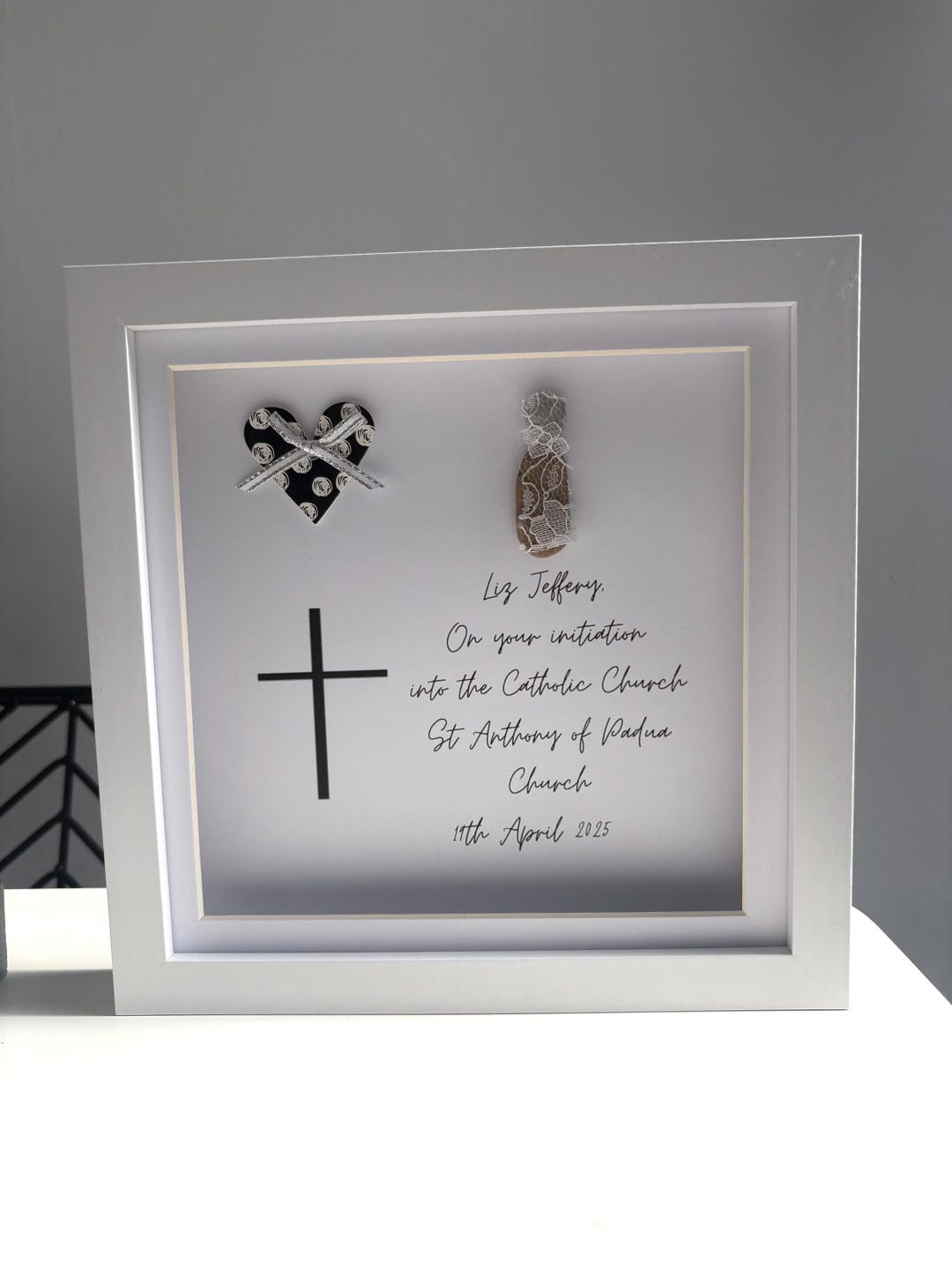 Handmade Baptism Frame: Personalized Christening Gift - Naming Day ...