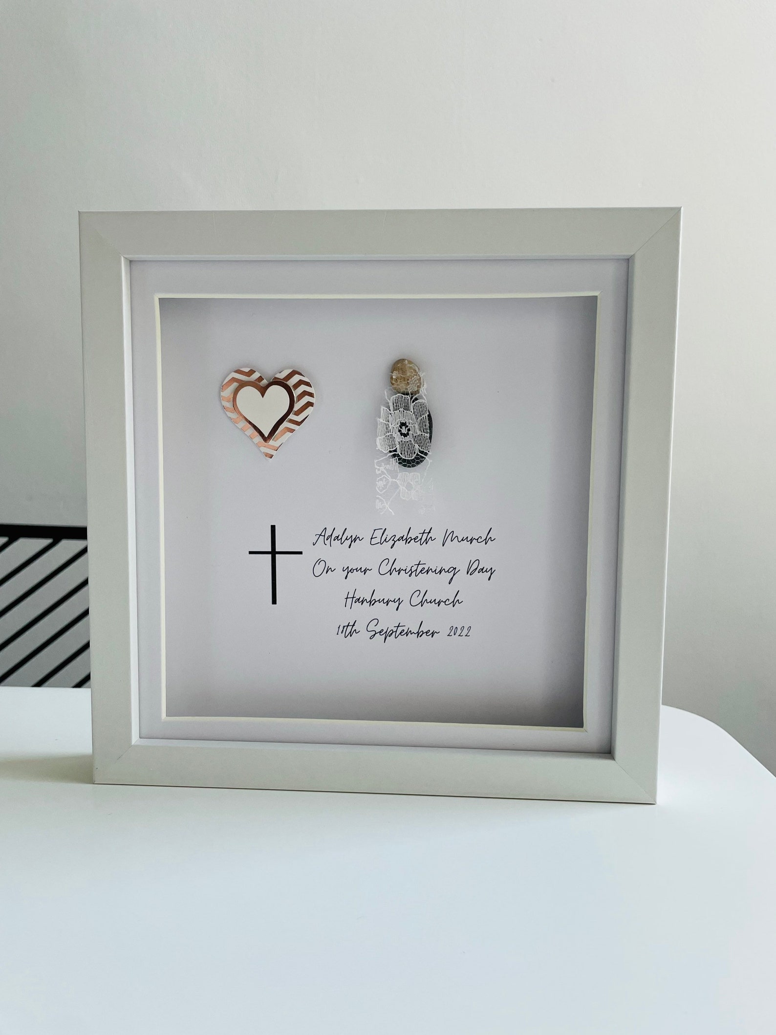 Handmade Christening Pebble Art Frame - Personalised Keepsake - Baptism ...