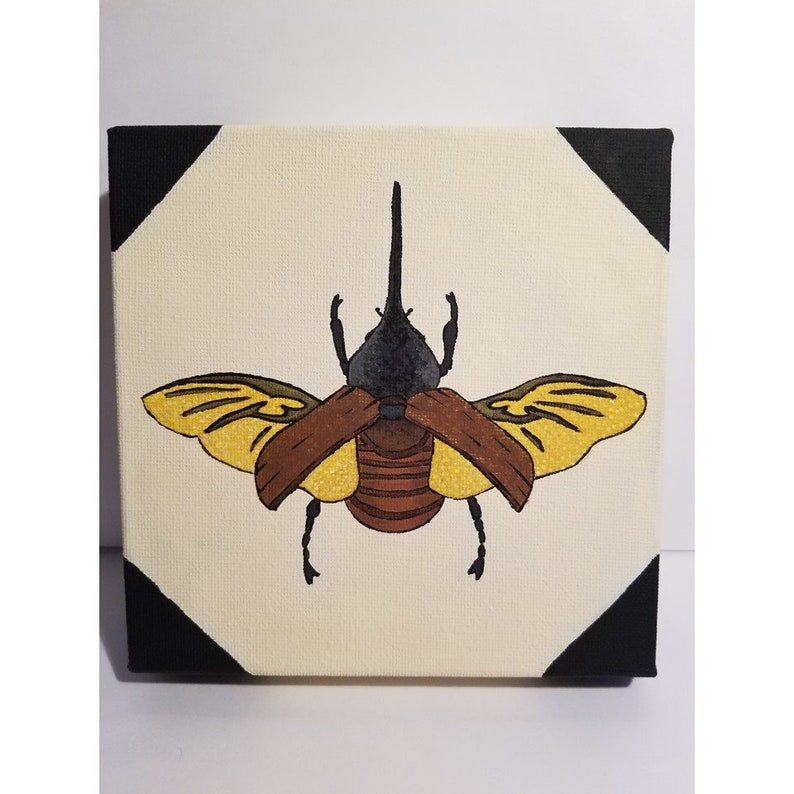 Hand Painted Acrylic Hercules Beetle Canvas Beetle Dynastes - Etsy
