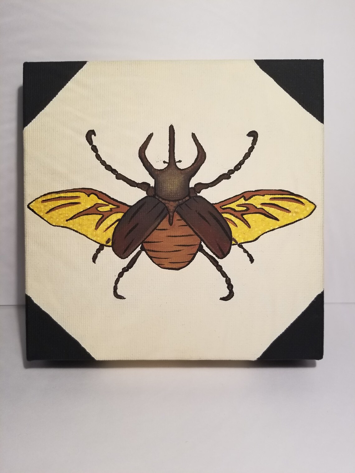 Hand Painted Acrylic Atlas Beetle Canvas Beetle Chalcosoma | Etsy