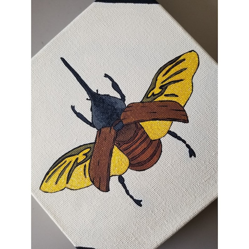 Hand Painted Acrylic Hercules Beetle Canvas Beetle Dynastes | Etsy