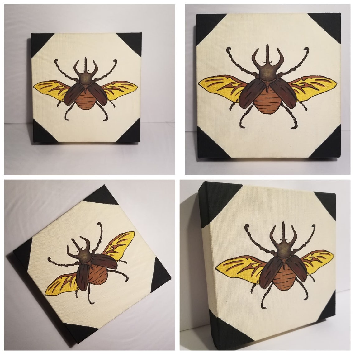 Hand Painted Acrylic Atlas Beetle Canvas Beetle Chalcosoma | Etsy