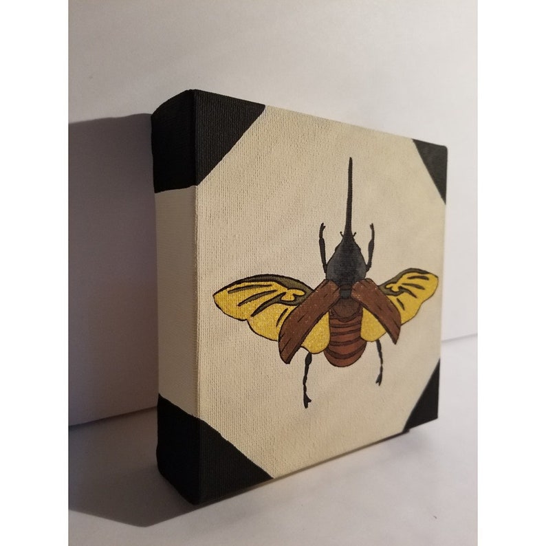 Hand Painted Acrylic Hercules Beetle Canvas Beetle Dynastes - Etsy