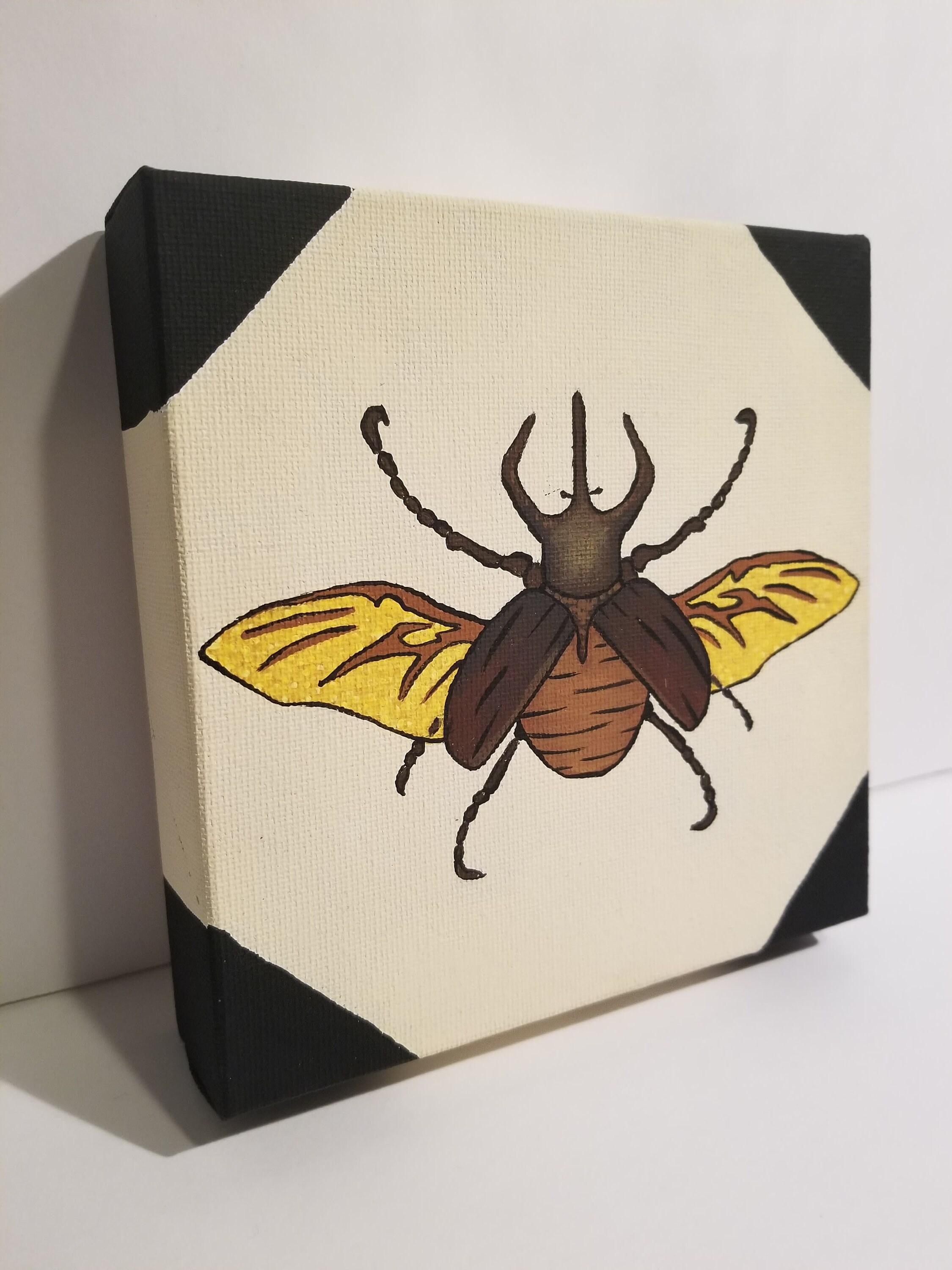 Hand Painted Acrylic Atlas Beetle Canvas Beetle Chalcosoma - Etsy