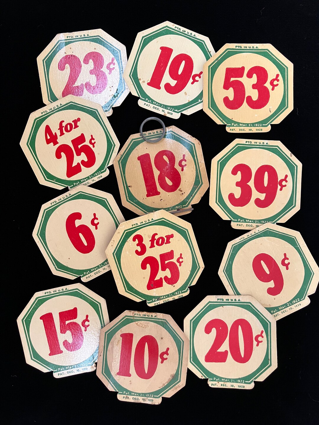 1920's Grocery Store Price Tags, 12 Pieces of Different Prices ...