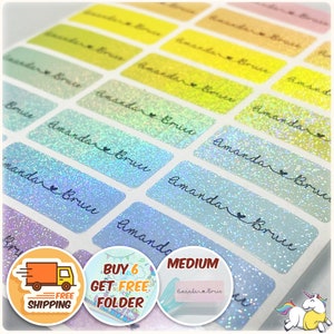 Custom Glitter School Stickers - Personalized Waterproof Labels for ...