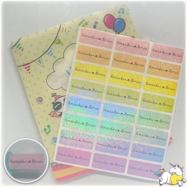 Custom Glitter School Stickers - Personalized Waterproof Labels for ...