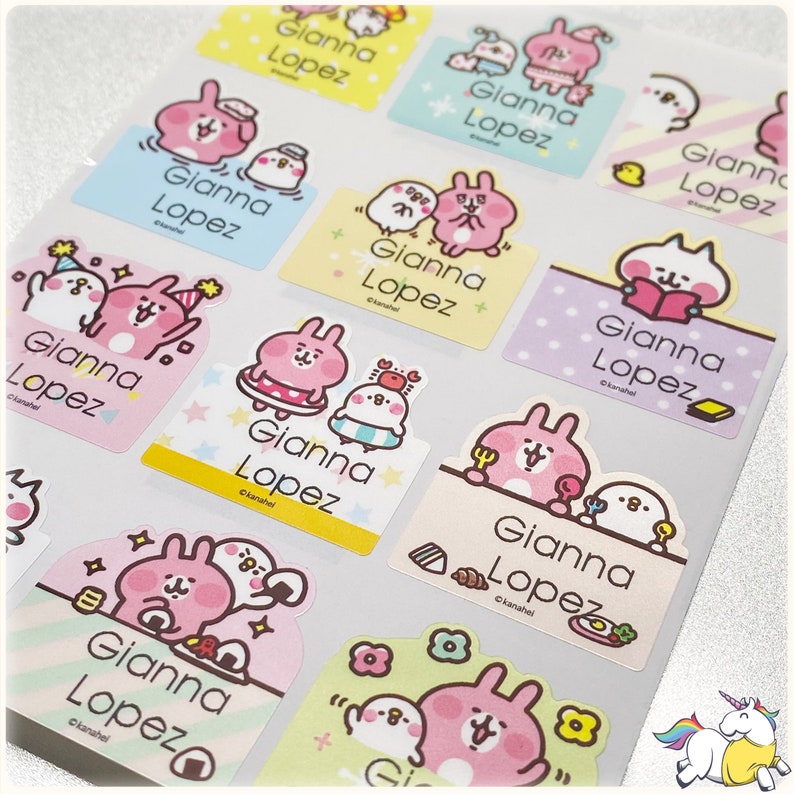 Cute Bunny Waterproof Child Name Stickers Daycare Summer Camp Labels ...