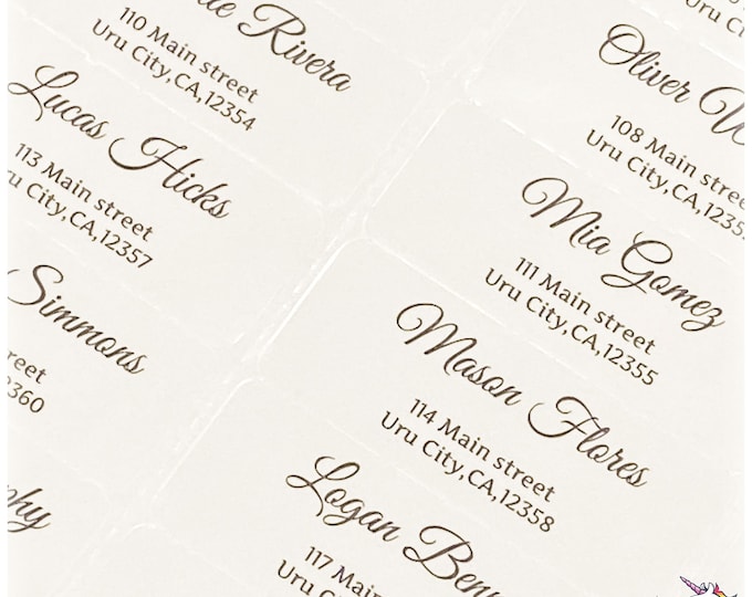 30 White Matte Guest Address Labels, Wedding Guest Address Labels ...