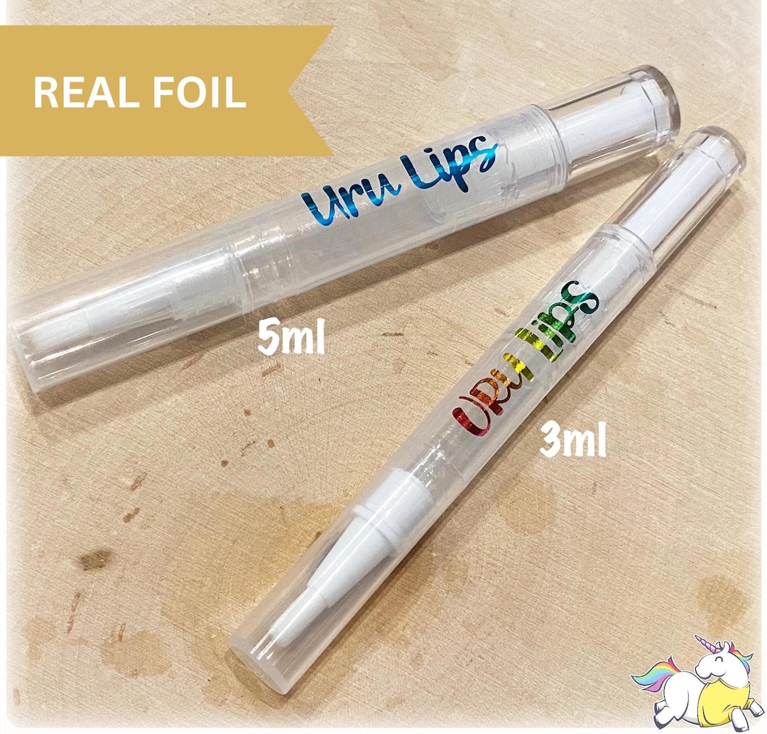 60 (1.75x0.66") Clear Foil Labels Personalized Cuticle Pen, Lash ...