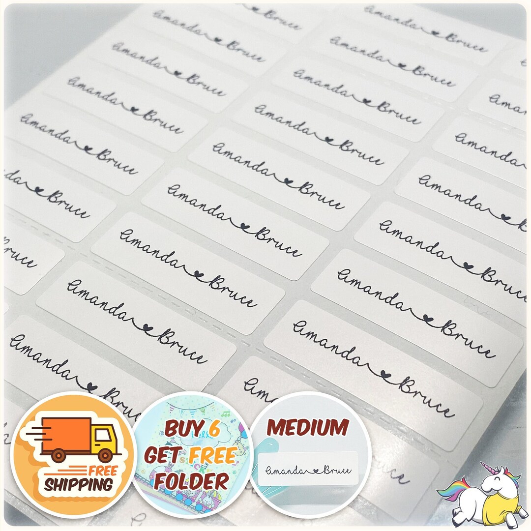 White Pearl Waterproof Name Stickers, Daycare Labels, Personalized Name ...
