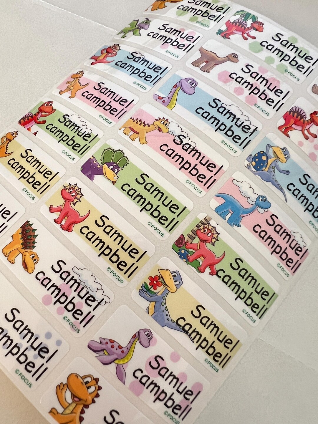 Personalized School Stickers and Labels - Cute Dinosaur Waterproof Name ...