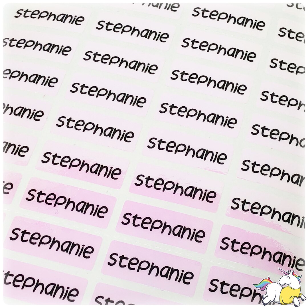 Pink Holographic Waterproof Name Stickers, Daycare Labels, Personalized ...