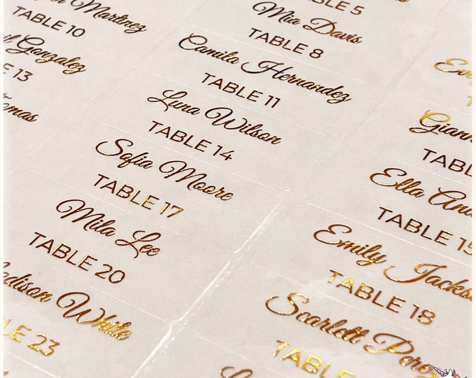 30 2.625x1 Clear Wedding Table Place Card Sticker With Table Number ...