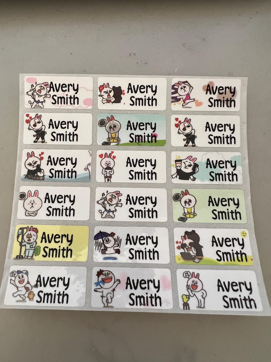 Personalized School Stickers and Labels - Cute Rabbit Waterproof Name ...