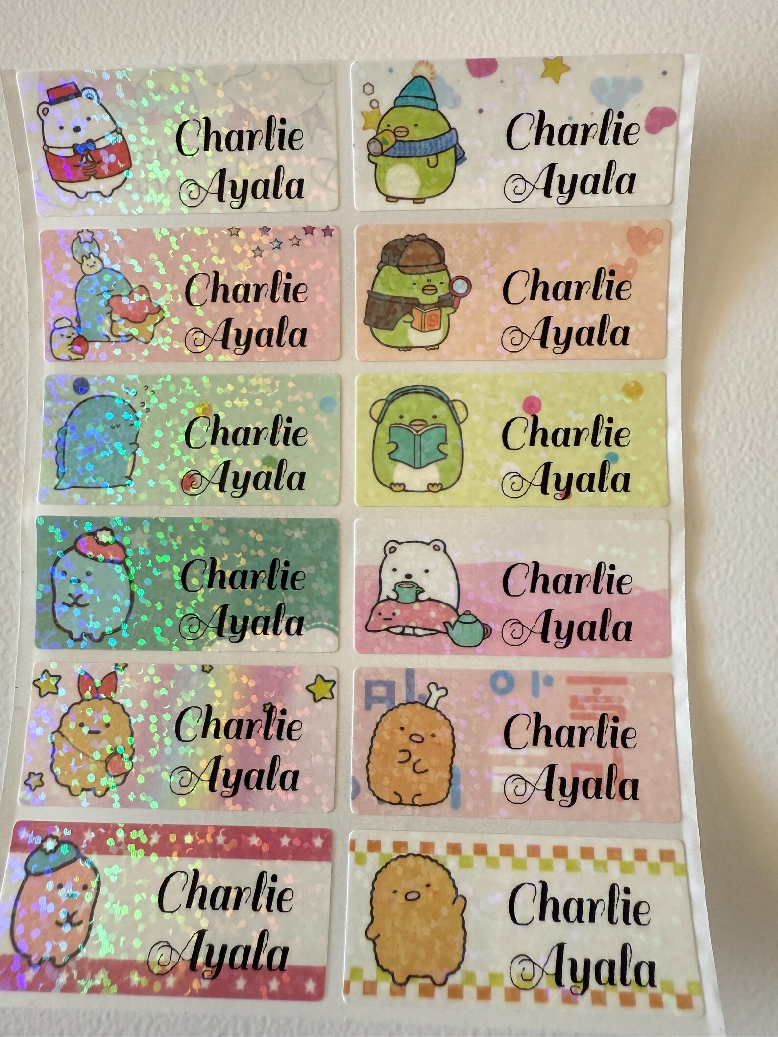 Personalized School Stickers and Labels - Glitter Waterproof Name ...