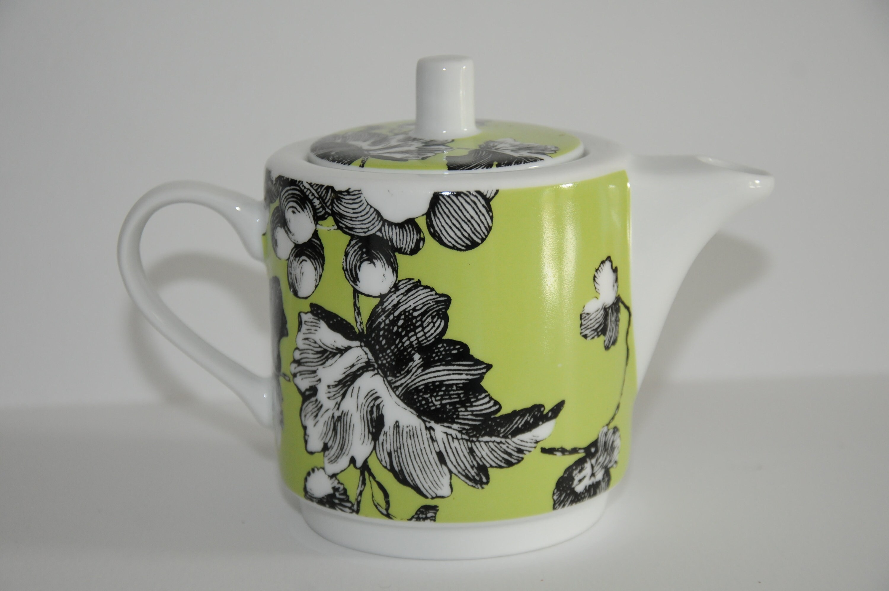 Individual Teapot, Green Botanical Print Teapot, Floral Teapot, Tea for ...