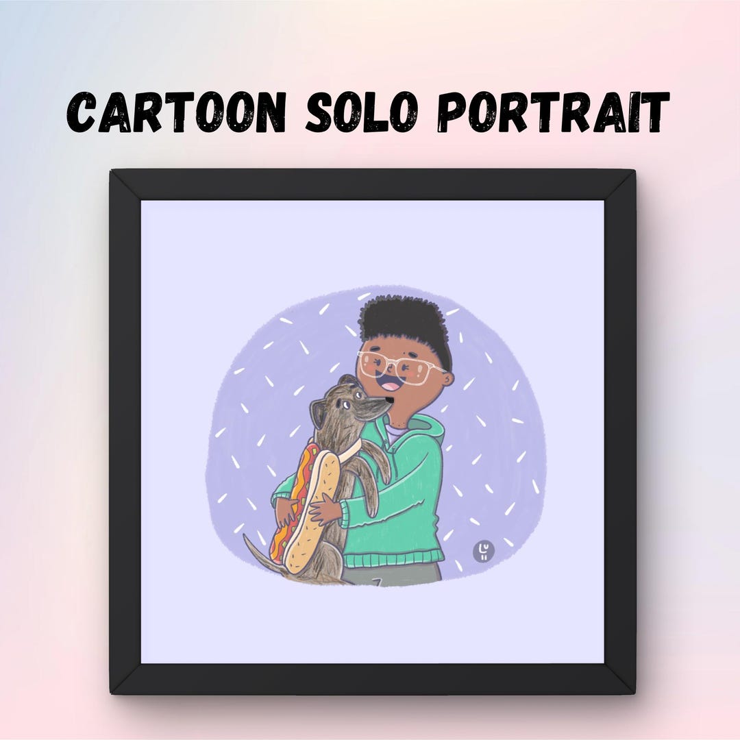 Custom Solo Portrait, Cartoon Art Commission, Personalized Illustration ...