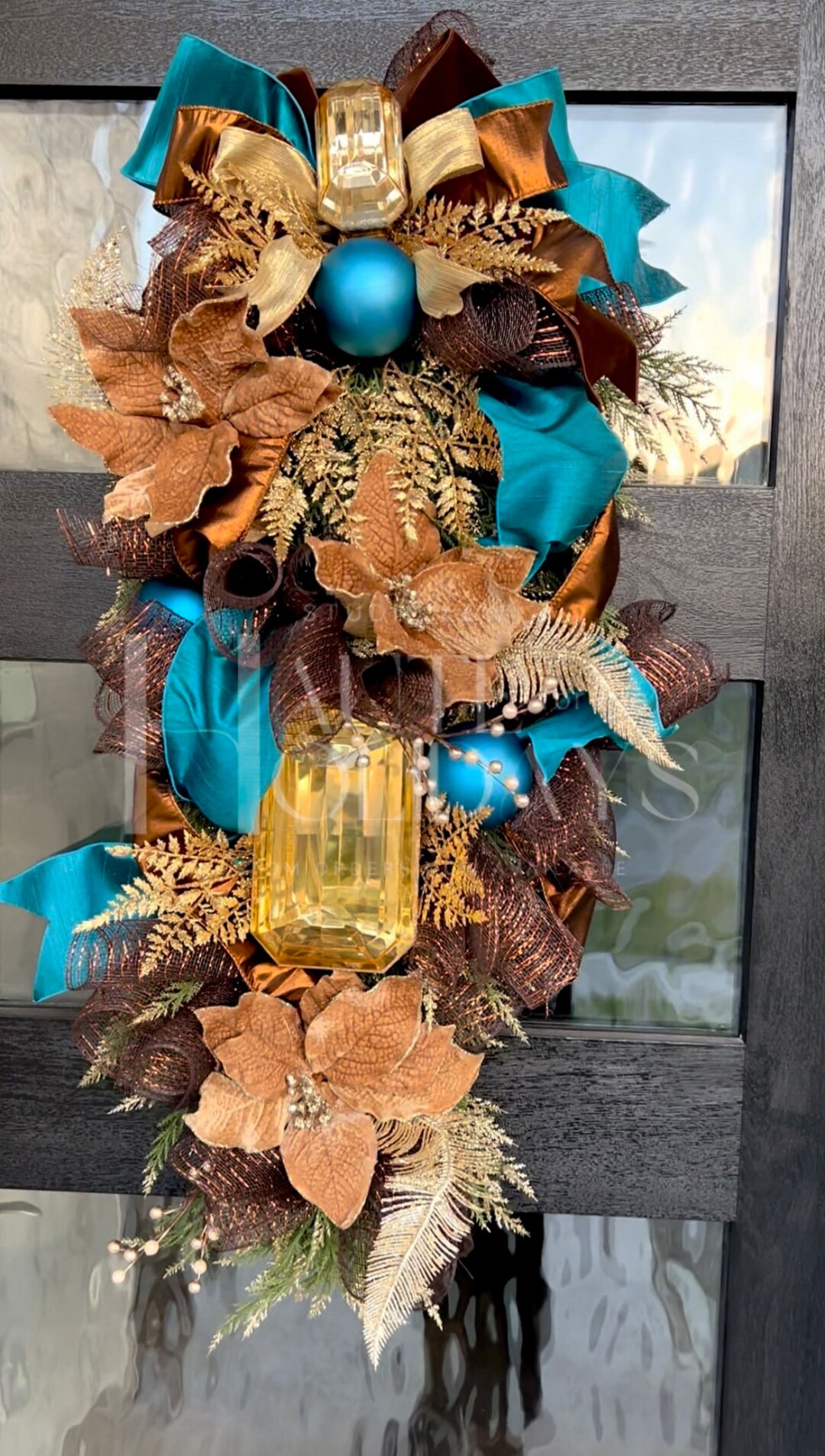 Teal and Gold Holiday Glam Swag - Etsy