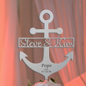Personalized Anchor Cake Topper, Nautical Wedding Cake Topper, Naval ...