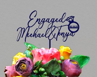 Engagement Cake Topper Engaged Party Decorations Gold - Etsy