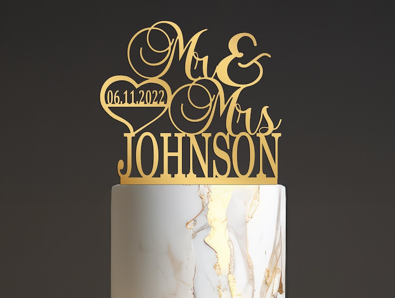 Personalized Wedding Cake Topper With Last Name and Date - Custom Mr ...