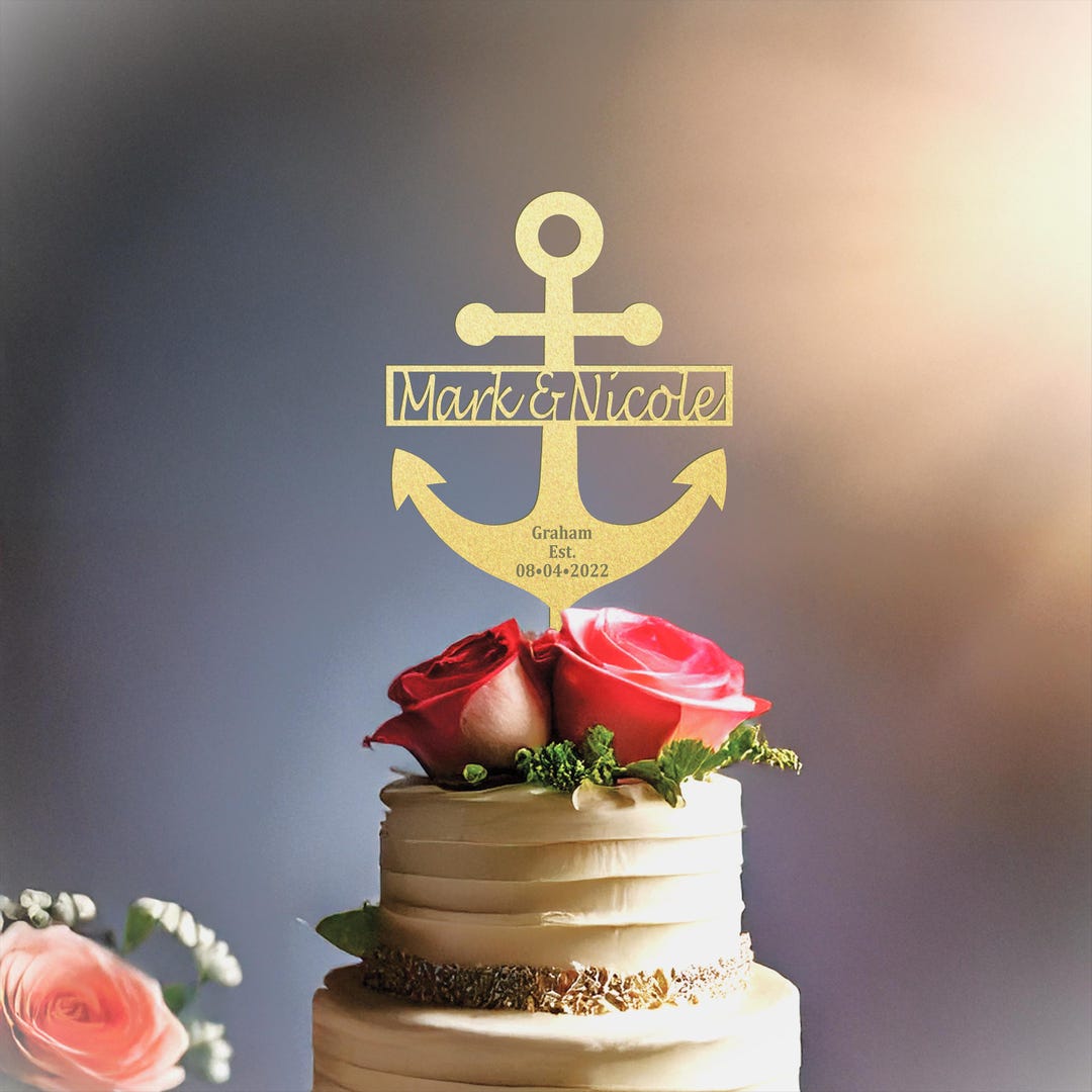 Personalized Anchor Cake Topper: Nautical Wedding, Baby Shower Decor - Etsy