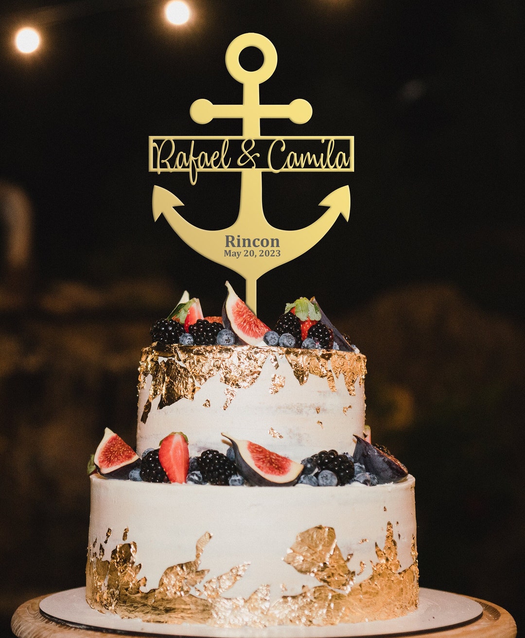 Personalized Anchor Cake Topper, Nautical Wedding Cake Topper, Naval ...