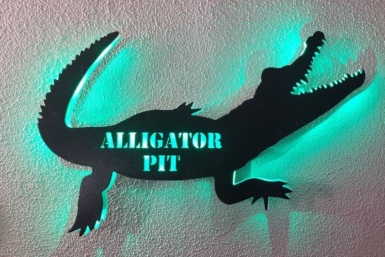 Alligator Wall Sign Custom Alligator Wall Decor. LED Lighted - Etsy