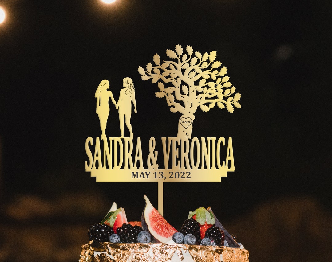 Lesbian Cake Topper, LGBTQ Cake Topper, Lesbian Tree Cake Topper, Same ...