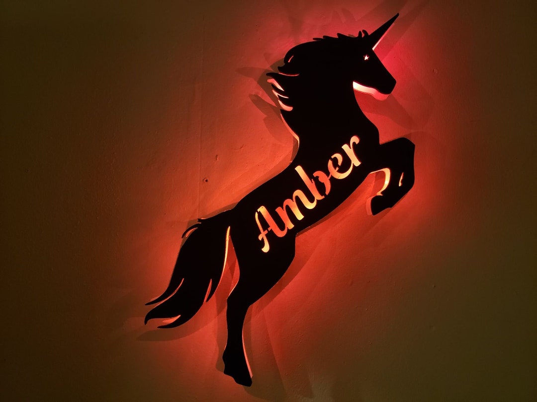 Unicorn Led Lighted Sign Personalized Kids Nightlight Home - Etsy