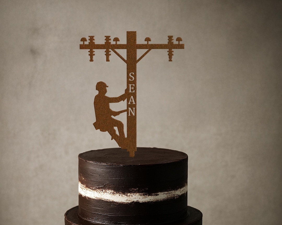 Lineman Cake Topper: Handmade Wood Line Worker Retirement - Etsy