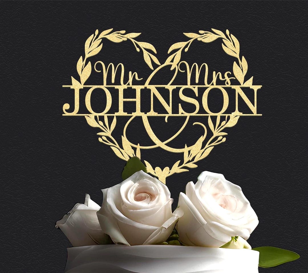 Custom Country Mr & Mrs Cake Topper – Rustic Heart Design for Wedding ...