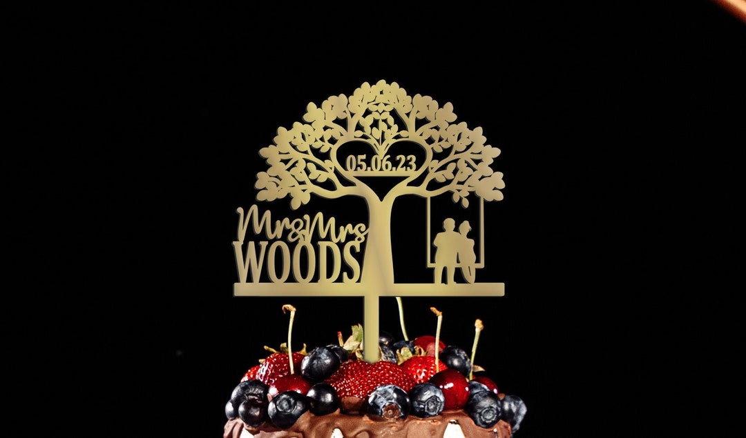 Custom Tree Wedding Cake Topper, Custom Wedding Cake Topper, Gold ...