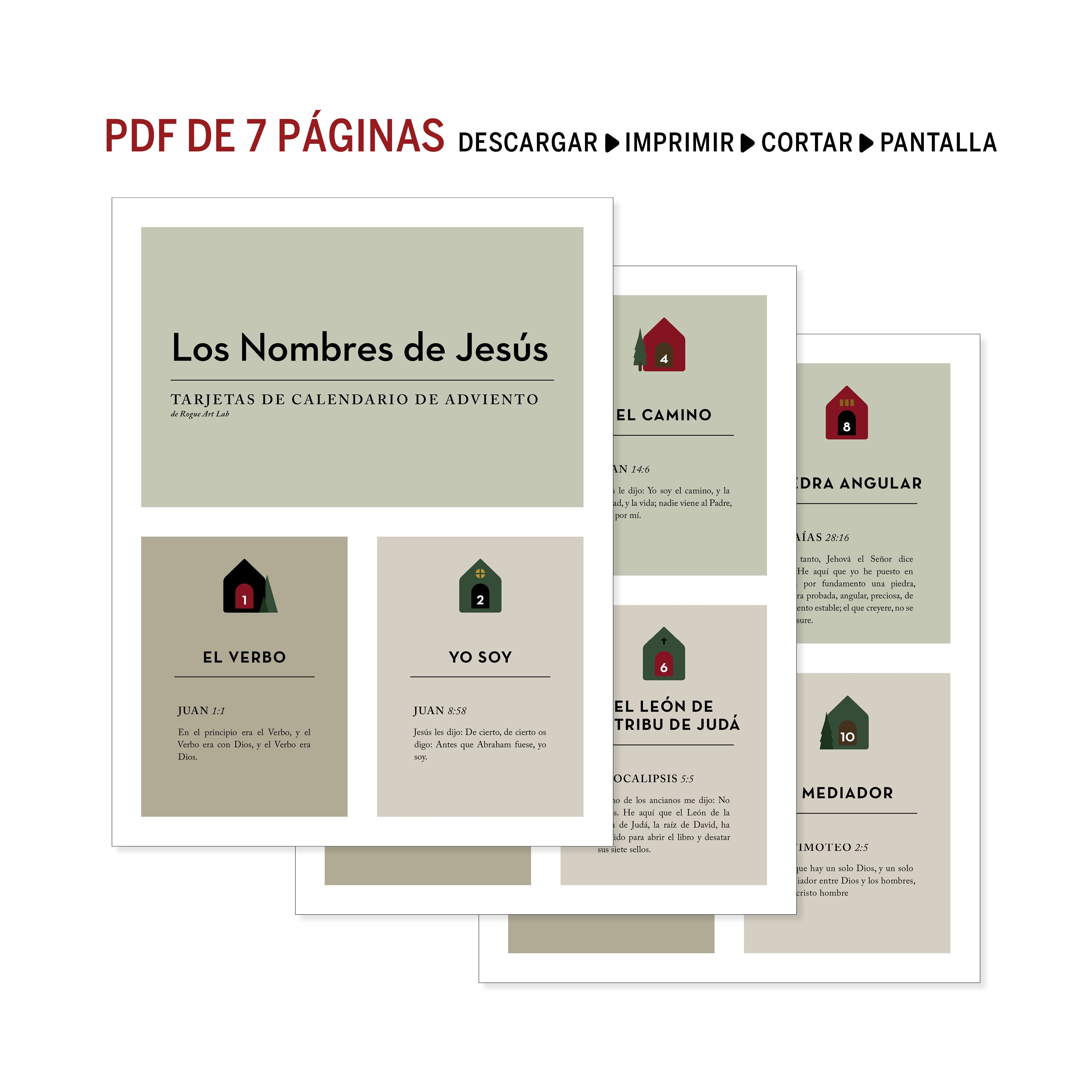 Tarjetas De Calendario De Adviento, Impresión Digital, Juego De 25 ...