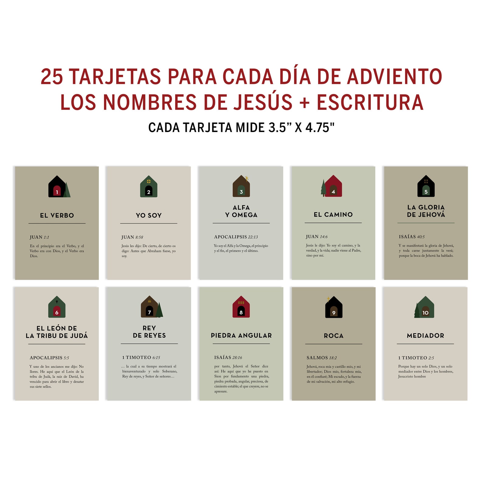 Tarjetas De Calendario De Adviento, Impresión Digital, Juego De 25 ...