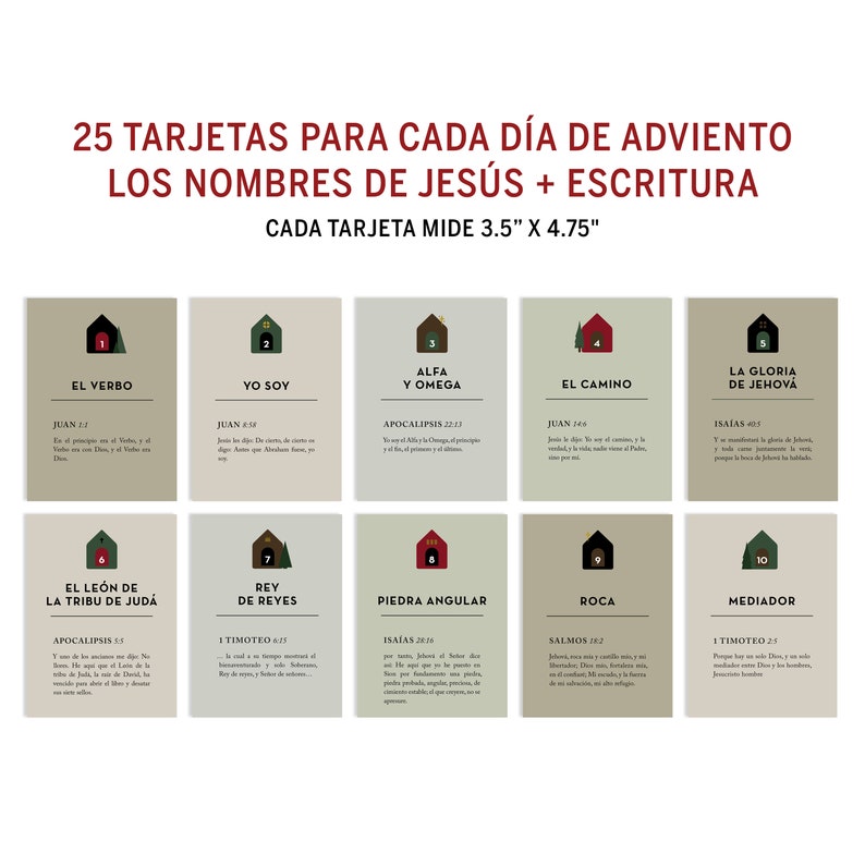 Tarjetas De Calendario De Adviento, Impresión Digital, Juego De 25 ...