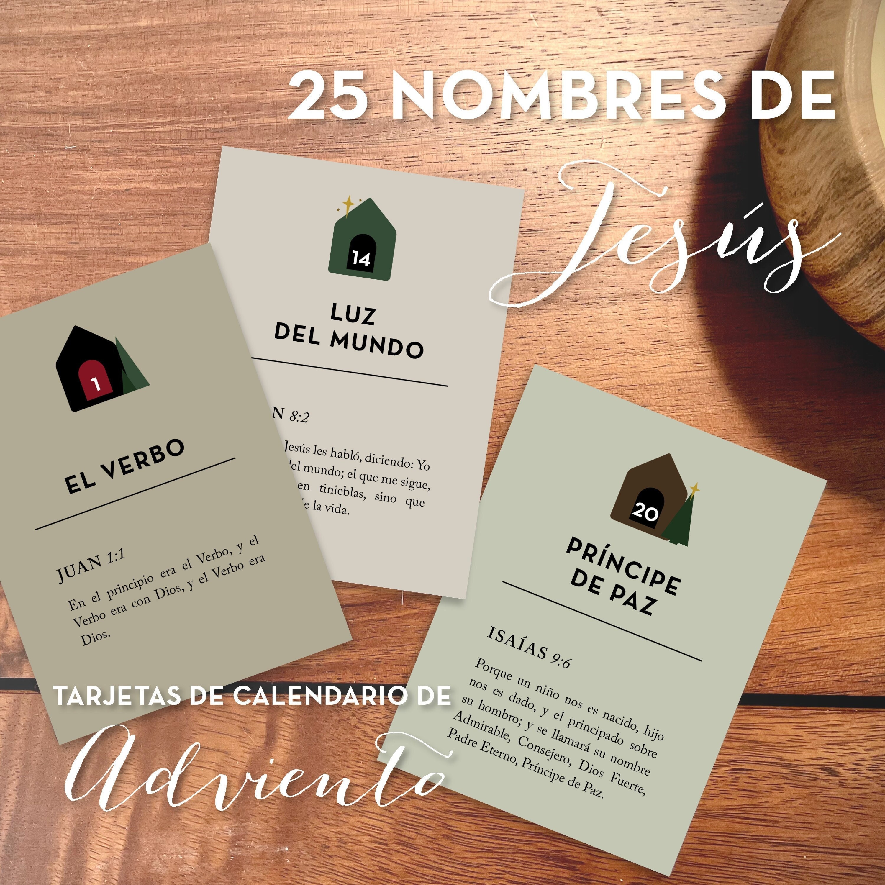 Tarjetas De Calendario De Adviento, Impresión Digital, Juego De 25 ...
