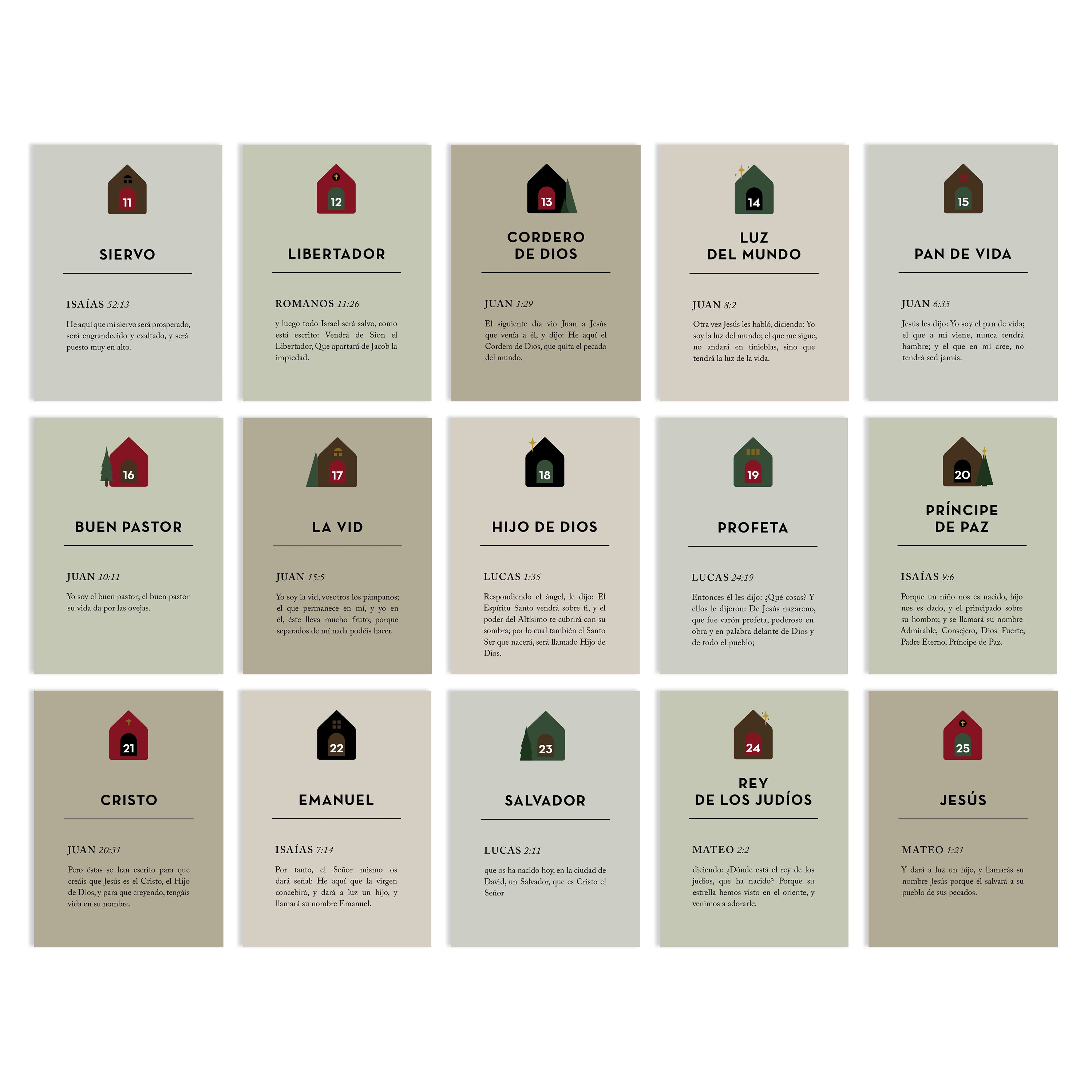 Tarjetas De Calendario De Adviento, Impresión Digital, Juego De 25 ...