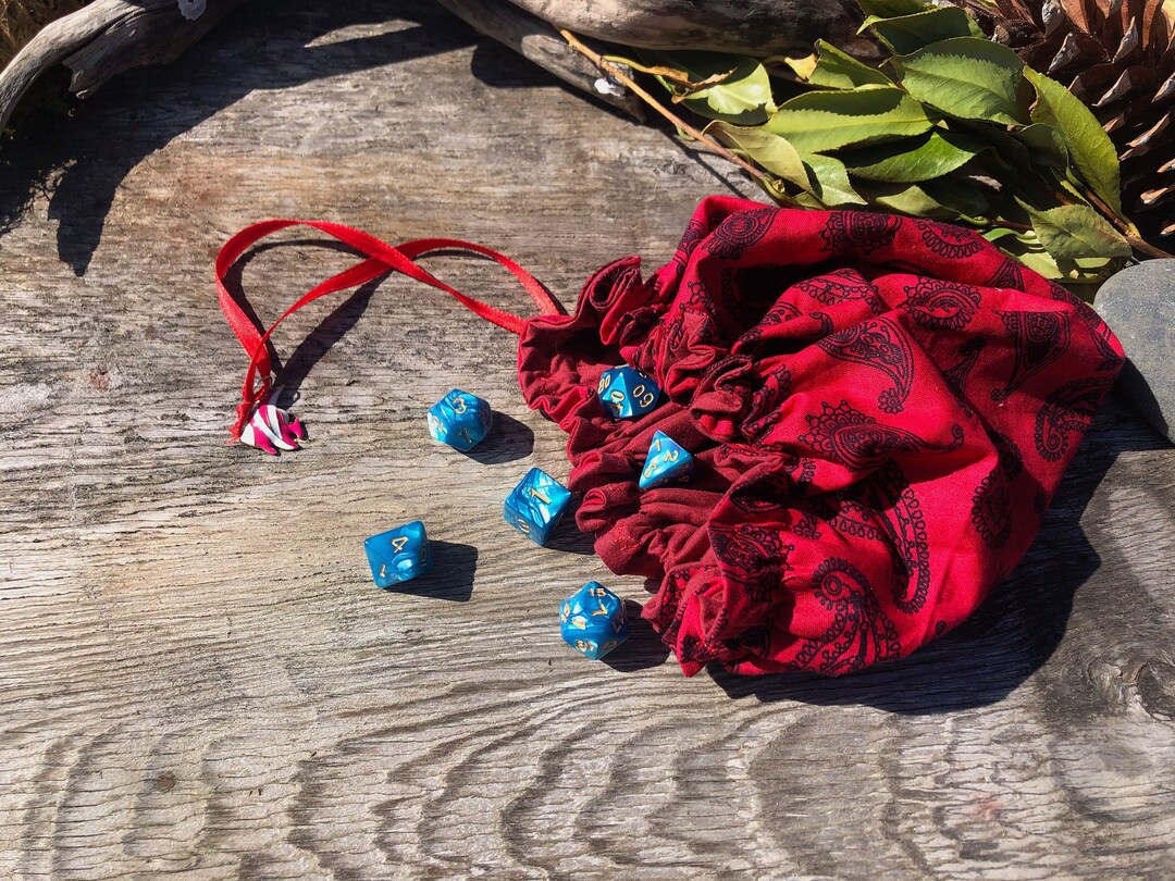 Red and Black Draw String Dice Bag or Coin Purse With Key - Etsy