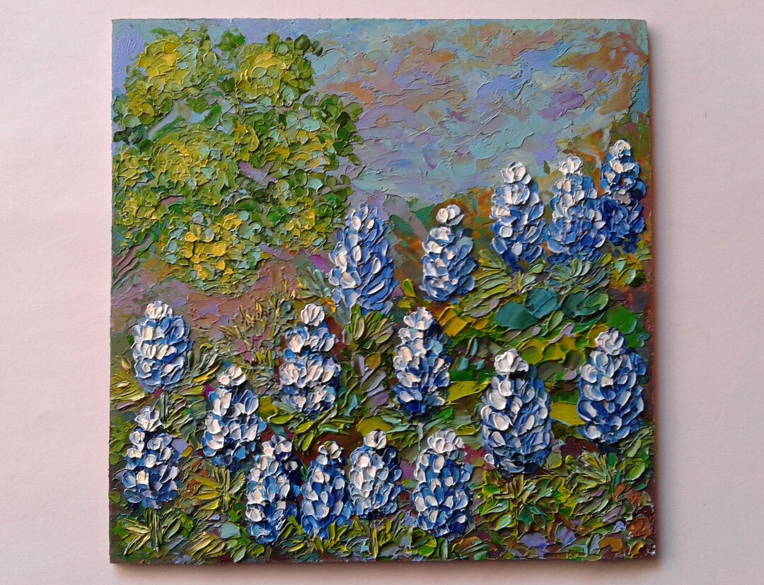 Texas Bluebonnets Painting Texas Wildflowers Art Bluebonnets Wall Art ...