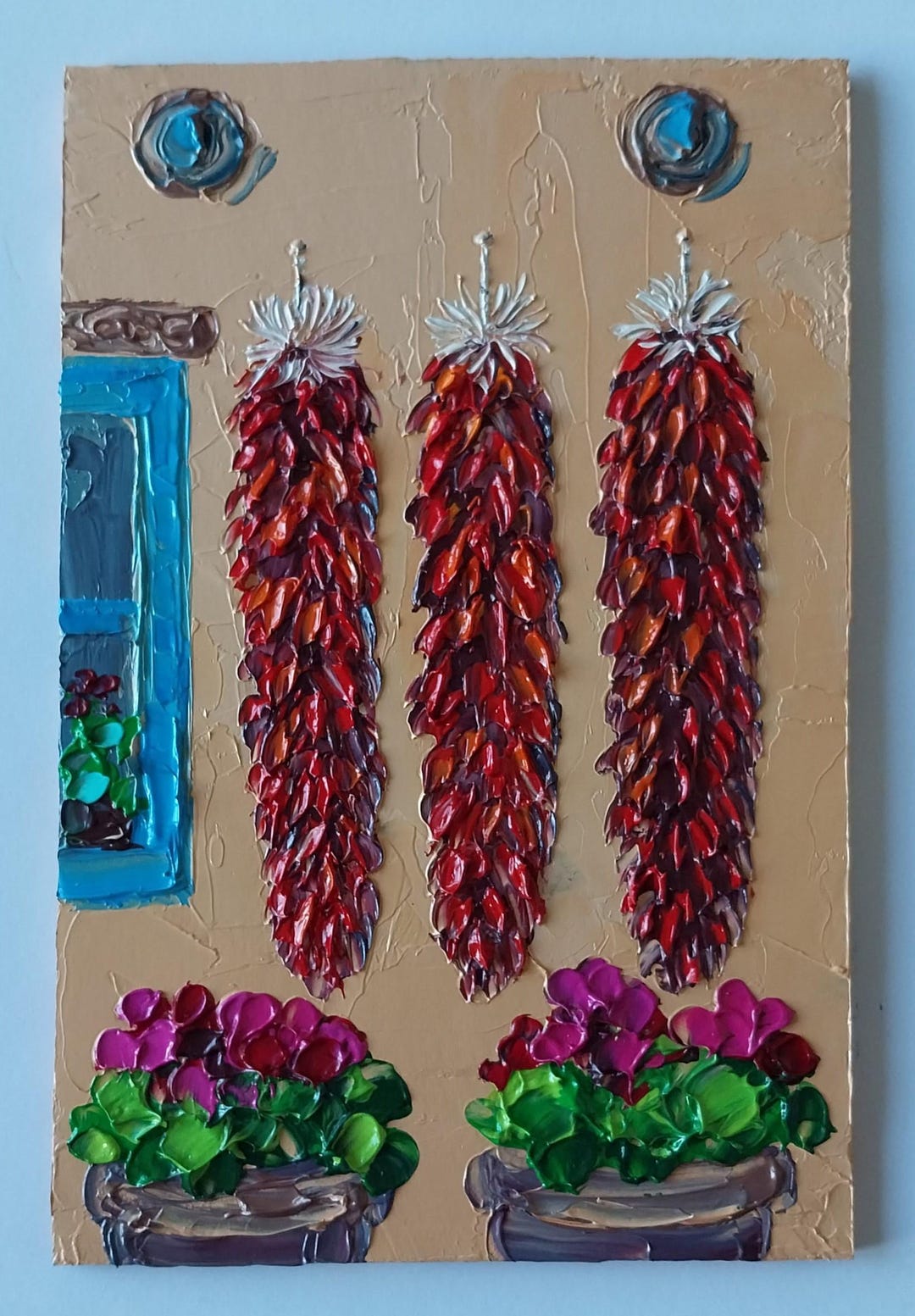 New Mexico Art Chili Ristra New Mexico Old House Painting Original ...