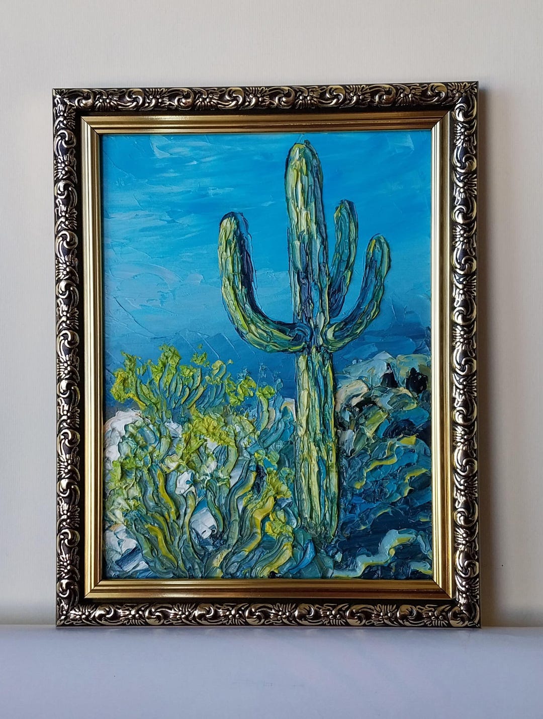 Saguaro Cactus Art Sonoran Desert Mountain Wall Art Cactus Painting ...