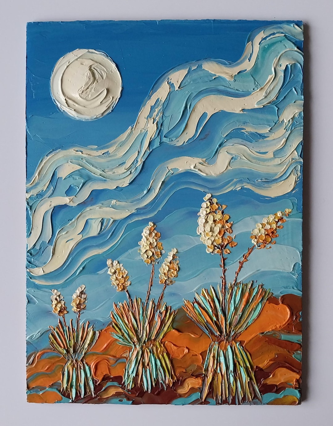 Flowering Yucca Art New Mexico Desert Oil Painting Original Abstract ...