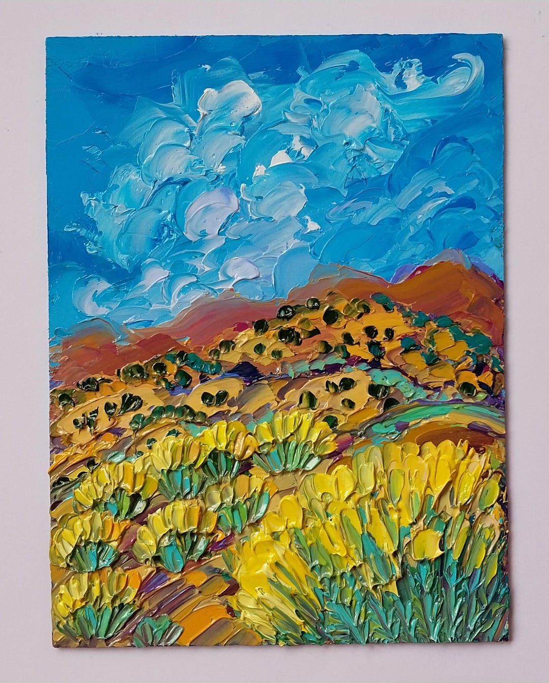 New Mexico Desert Oil Painting: Chamisa & Rabbit Brush Impasto Art - Etsy