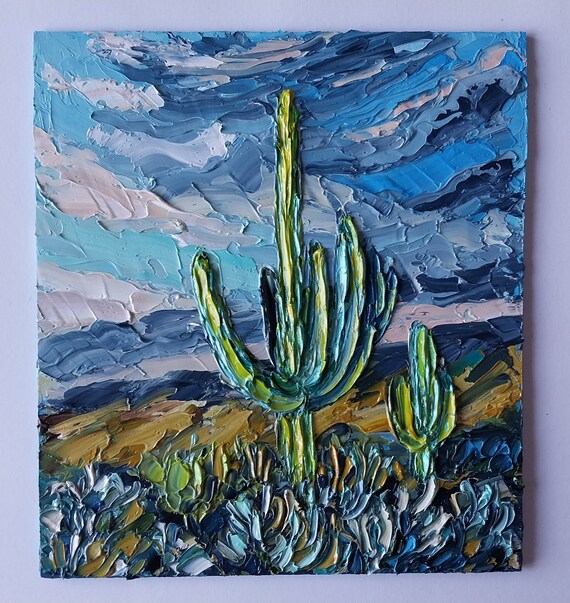 Saguaro Cactus Sunset Painting
